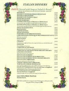 DINE-IN MENU | Sorella Italian Restaurant