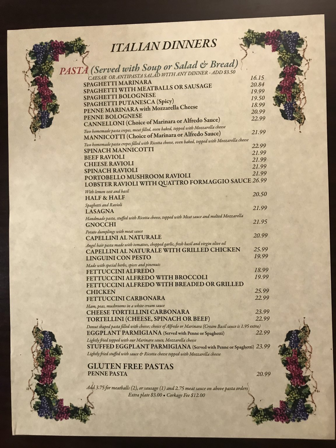 MENU | Sorella Italian Restaurant